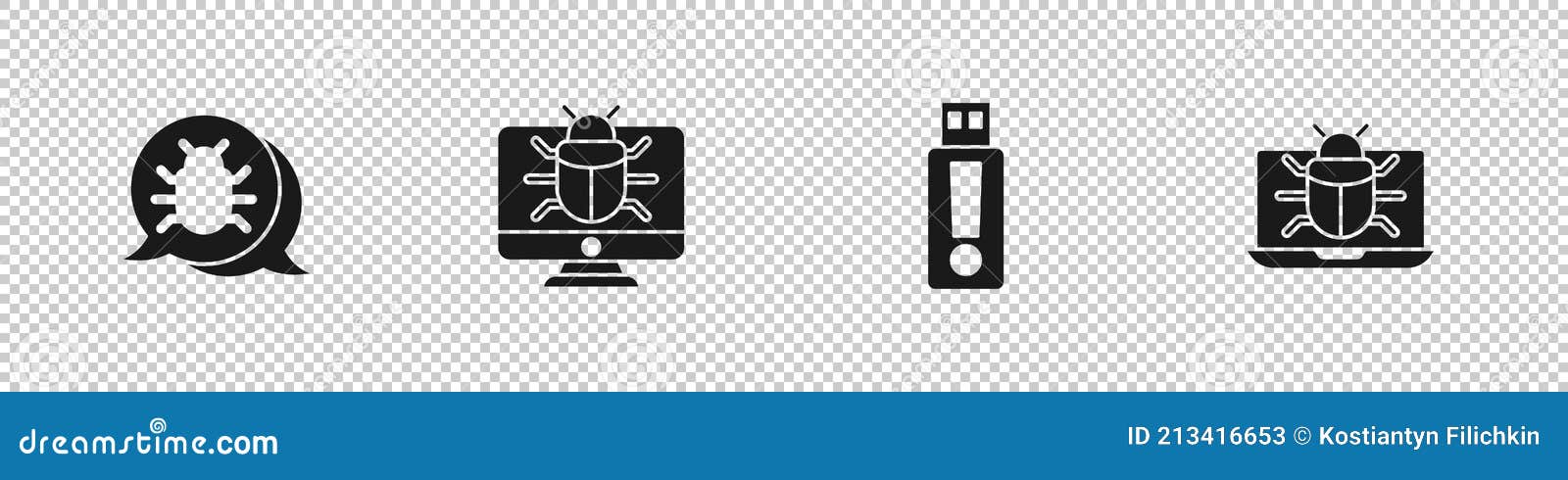 Set System Bug, on Monitor, USB Flash Drive and Icon. Vector Stock ... Set System Bug, on Monitor, USB Flash Drive and Icon. Vector Stock ...
