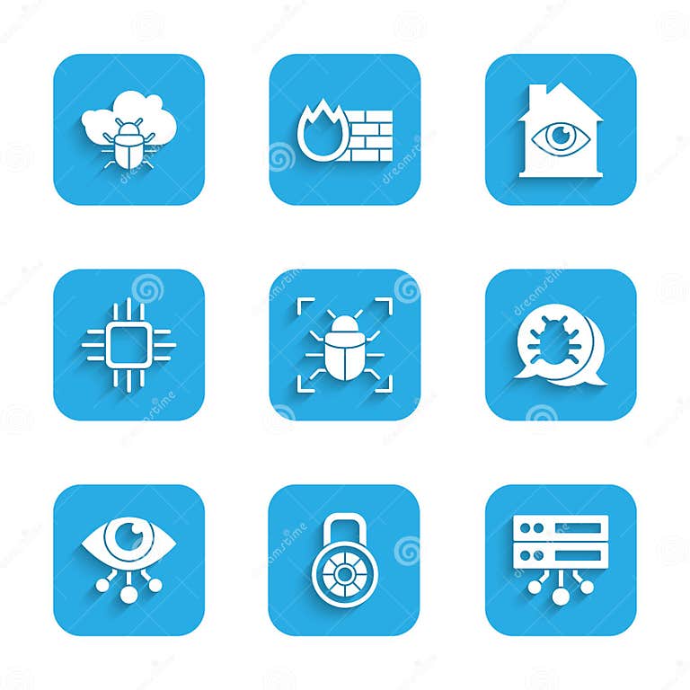 Set System Bug Safe Combination Lock Server Data Web Hosting Eye Scan Processor With