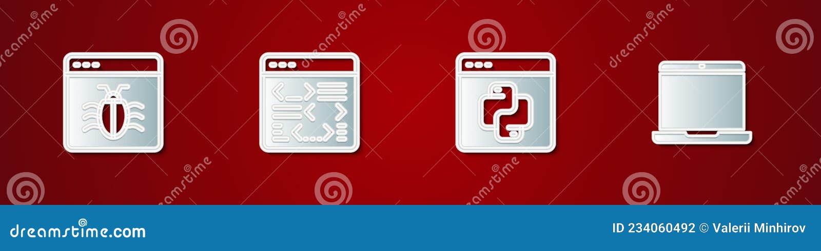 Set System Bug, Software, Python Programming Language and Laptop Icon ... Set System Bug, Software, Python Programming Language and Laptop Icon ...