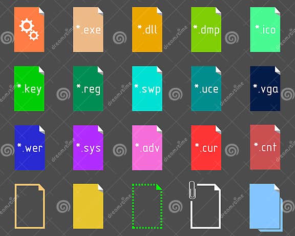 Set of System Extension Icons Stock Vector - Illustration of format ...
