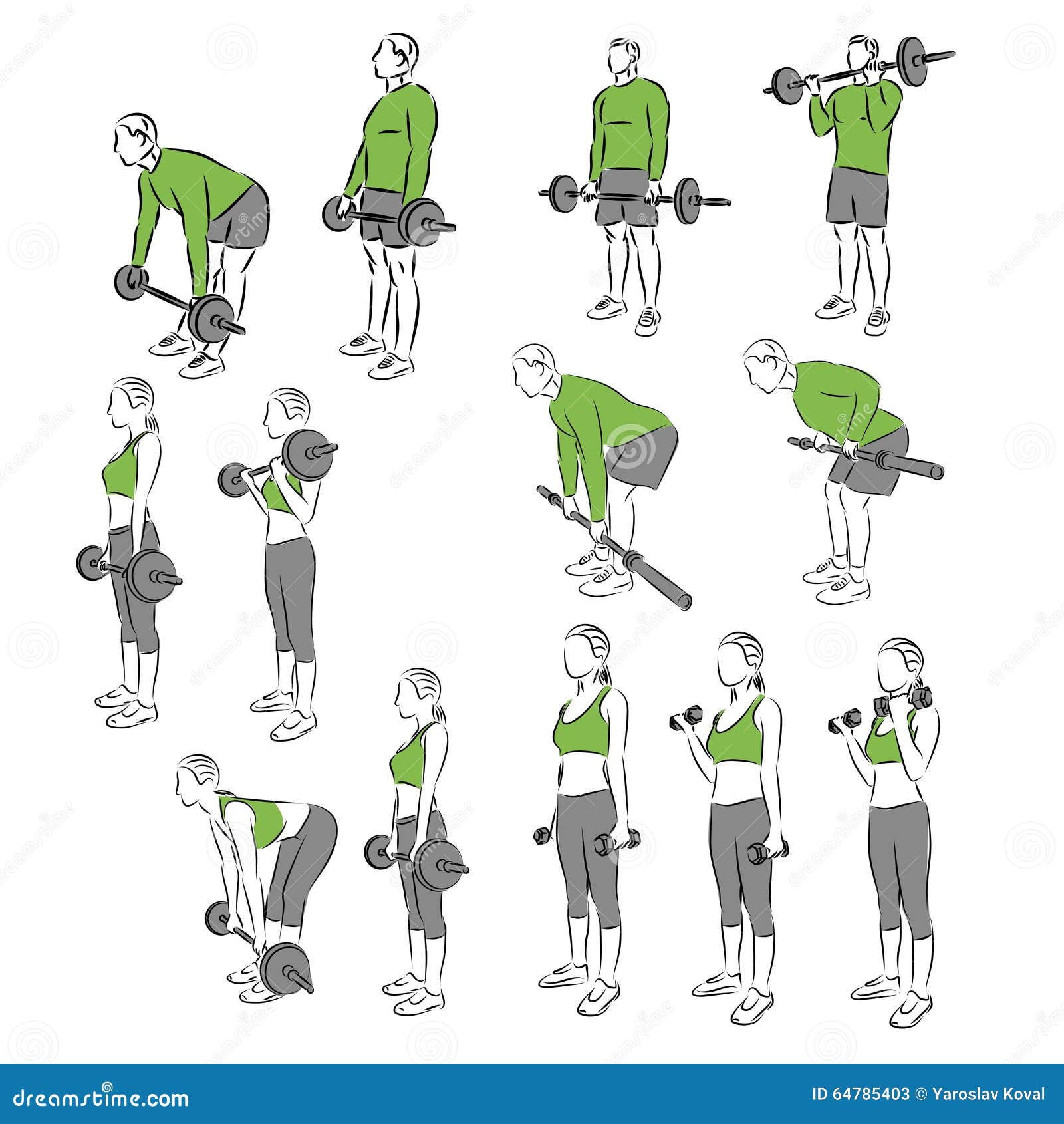 Set of Systematic Bodybuilding Exercises Stock Illustration ...