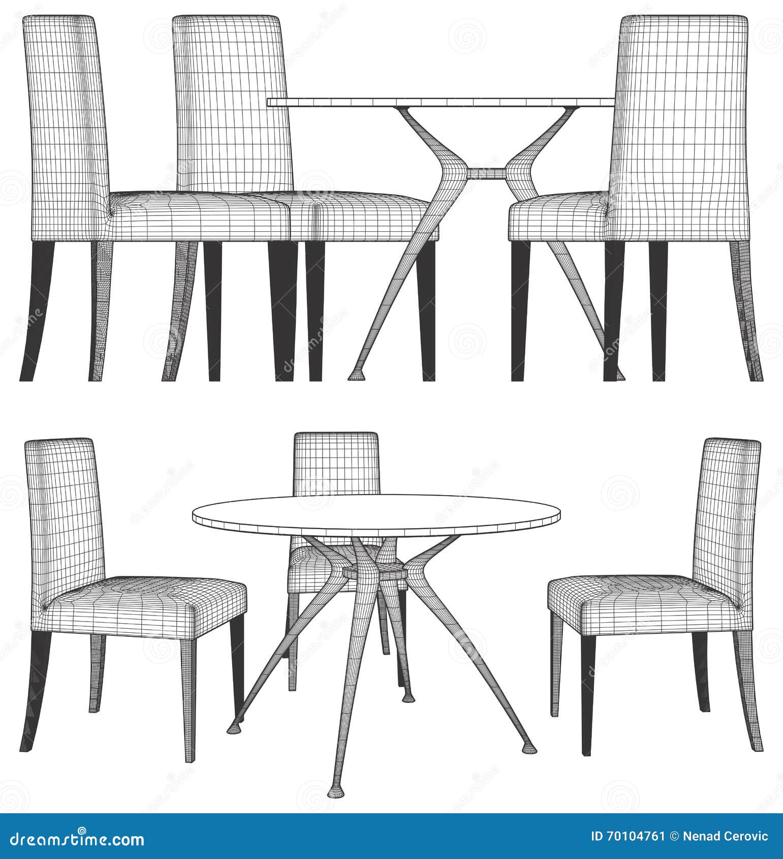 Set Table and Chairs Vector Stock Vector - Illustration of drawing ...