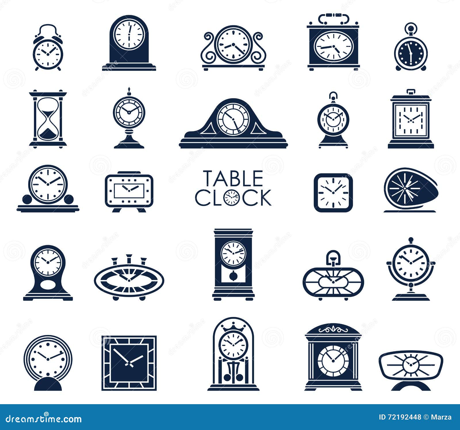 Set of table clock icons stock vector. Illustration of numeral - 72192448
