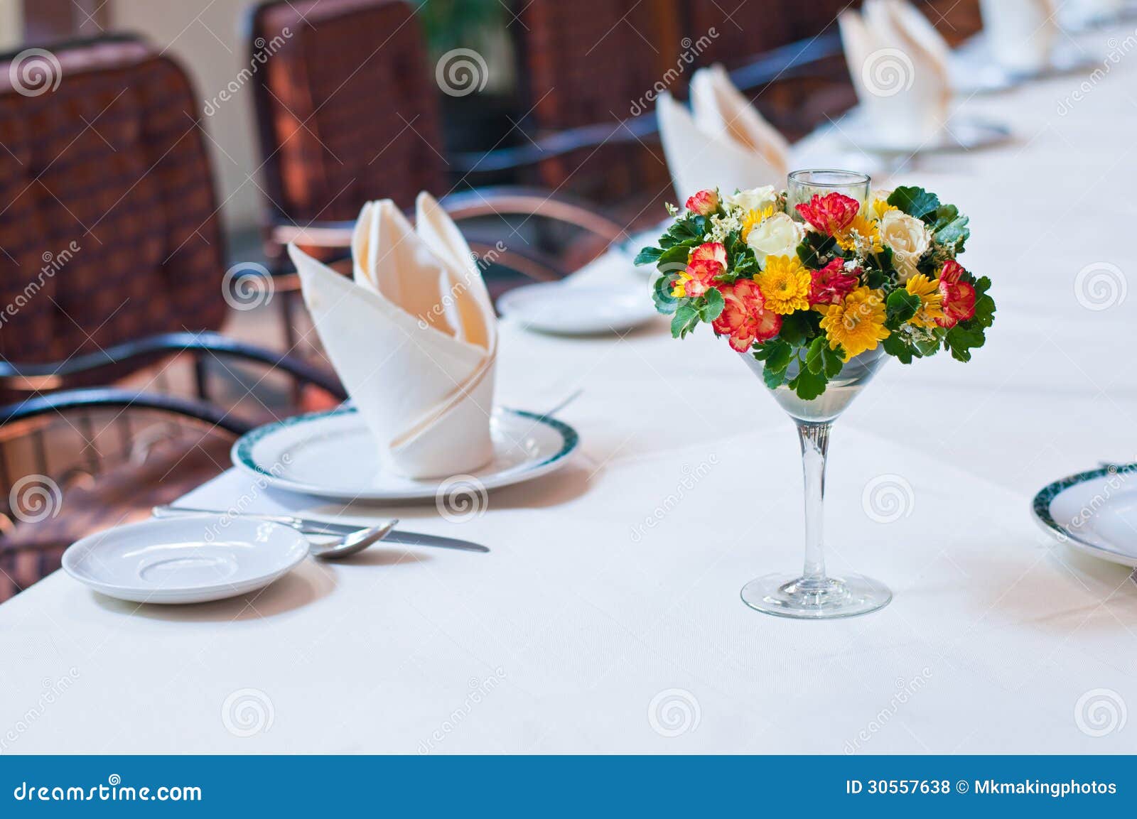 Set of table with flowers stock photo. Image of arrangement - 30557638