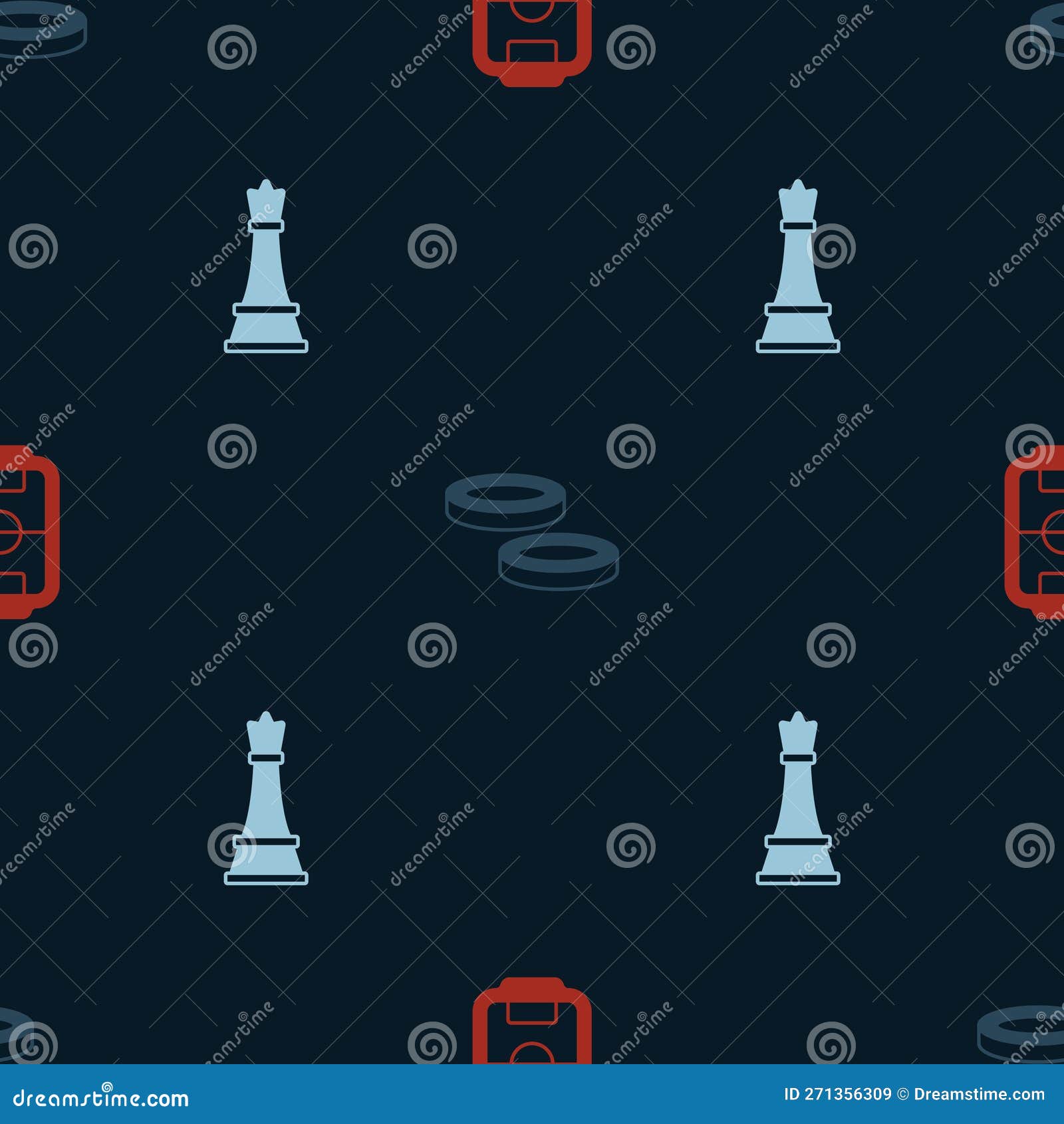 Set Table Football, Checker Game Chips and Chess on Seamless Pattern ...