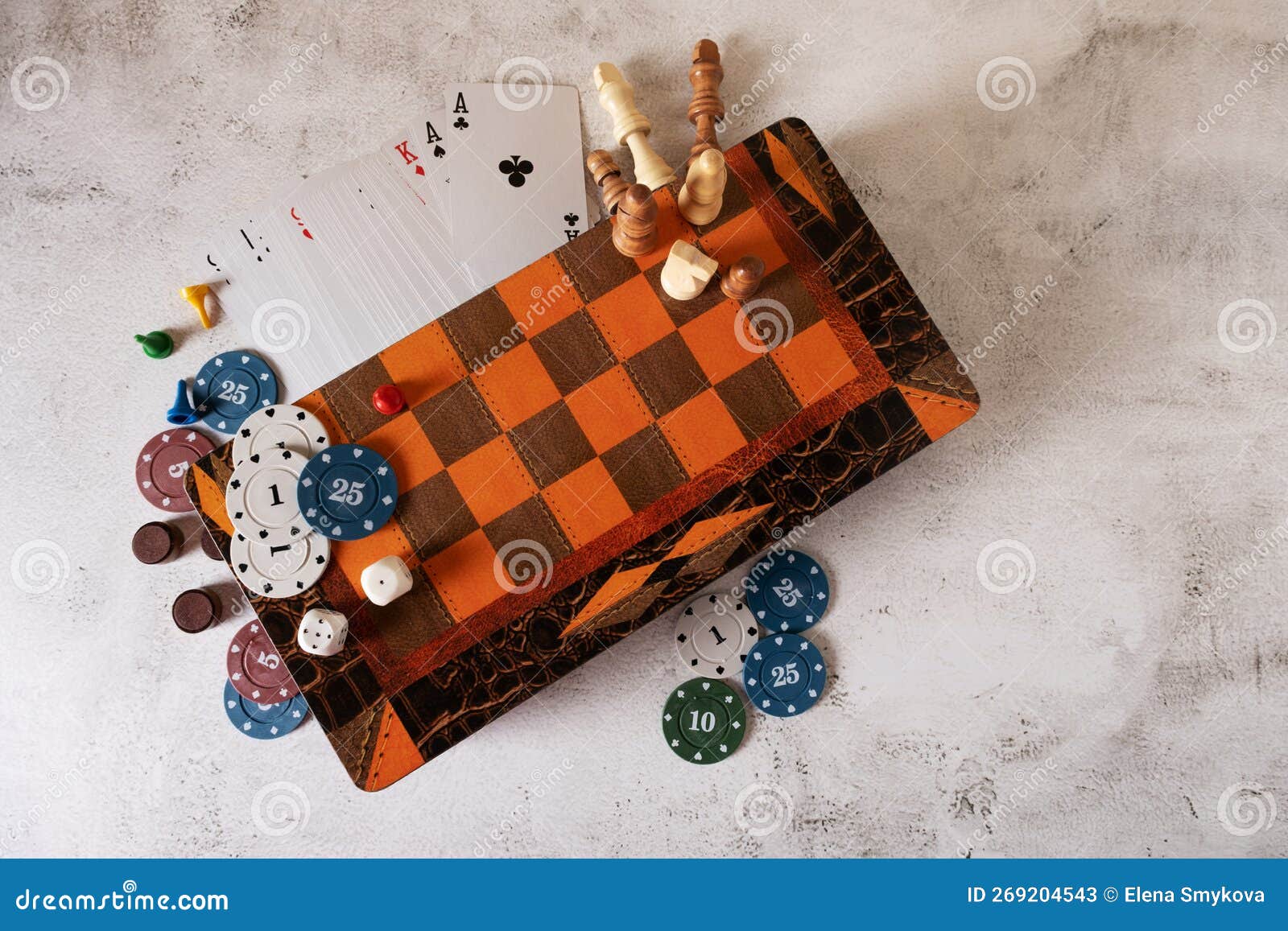 Set of Table Games Chess, Checkers, Poker Stock Image - Image of random ...