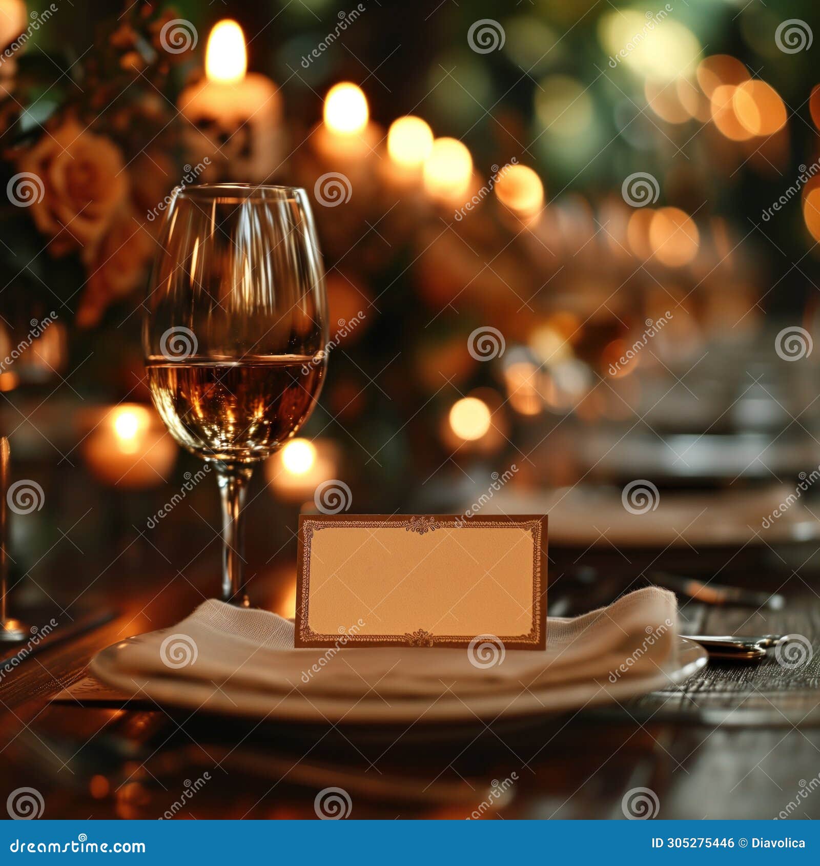 Set table with guest card stock illustration. Illustration of dishware ...