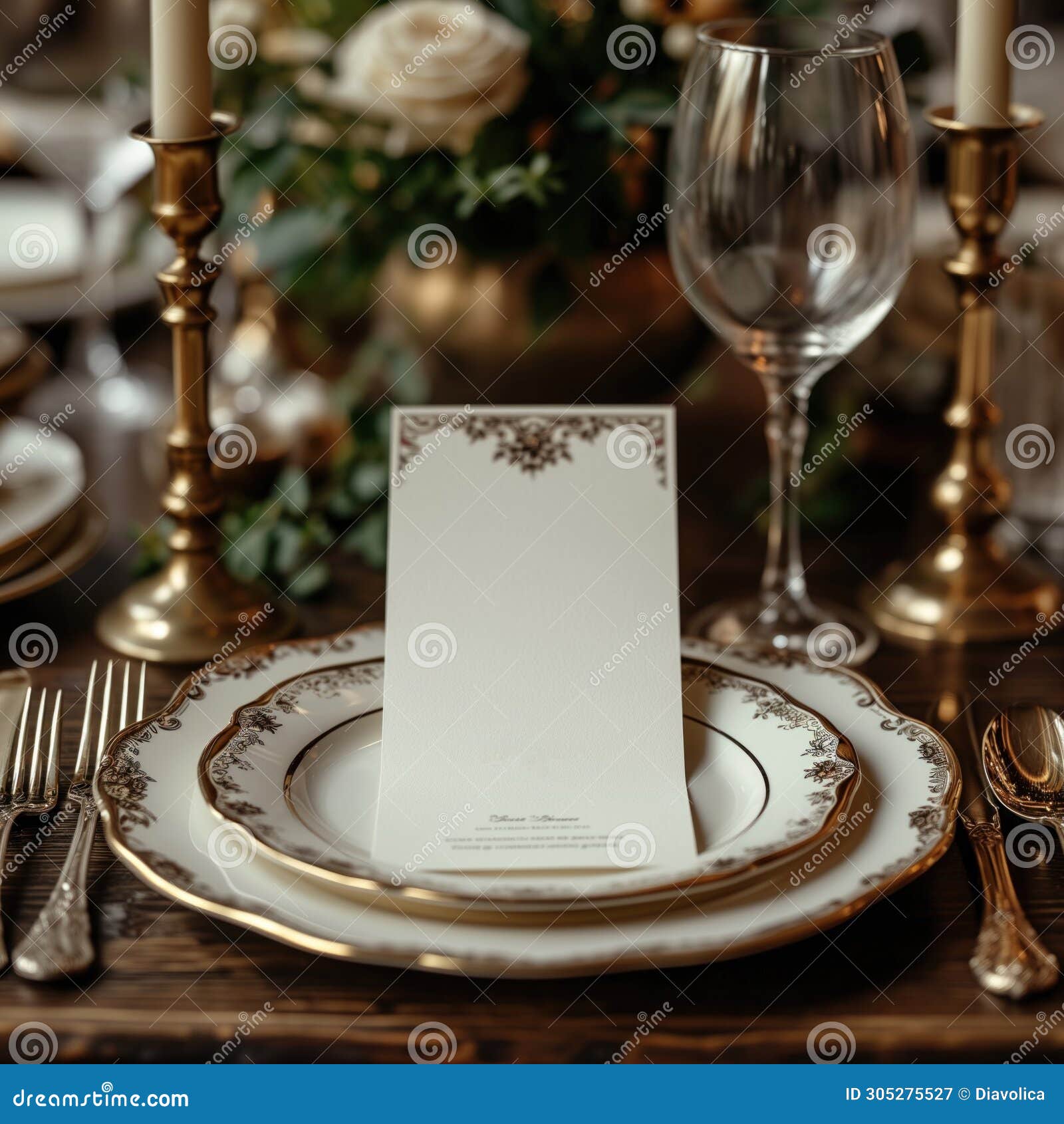 Set table with guest card stock illustration. Illustration of event ...