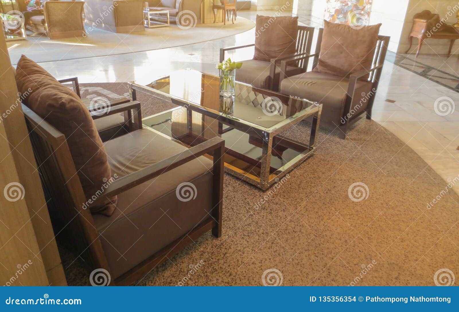 Set of Table in Hotel Lobby Stock Photo - Image of house, comfortable ...