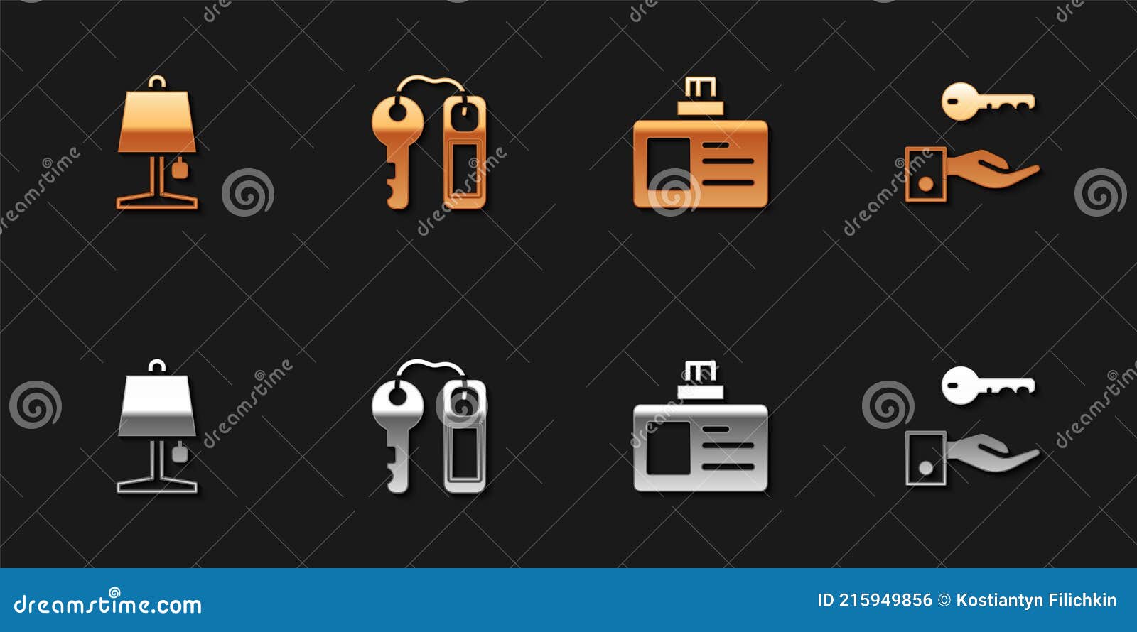 Set Table Lamp, Hotel Door Lock Key, Identification Badge and Icon ...