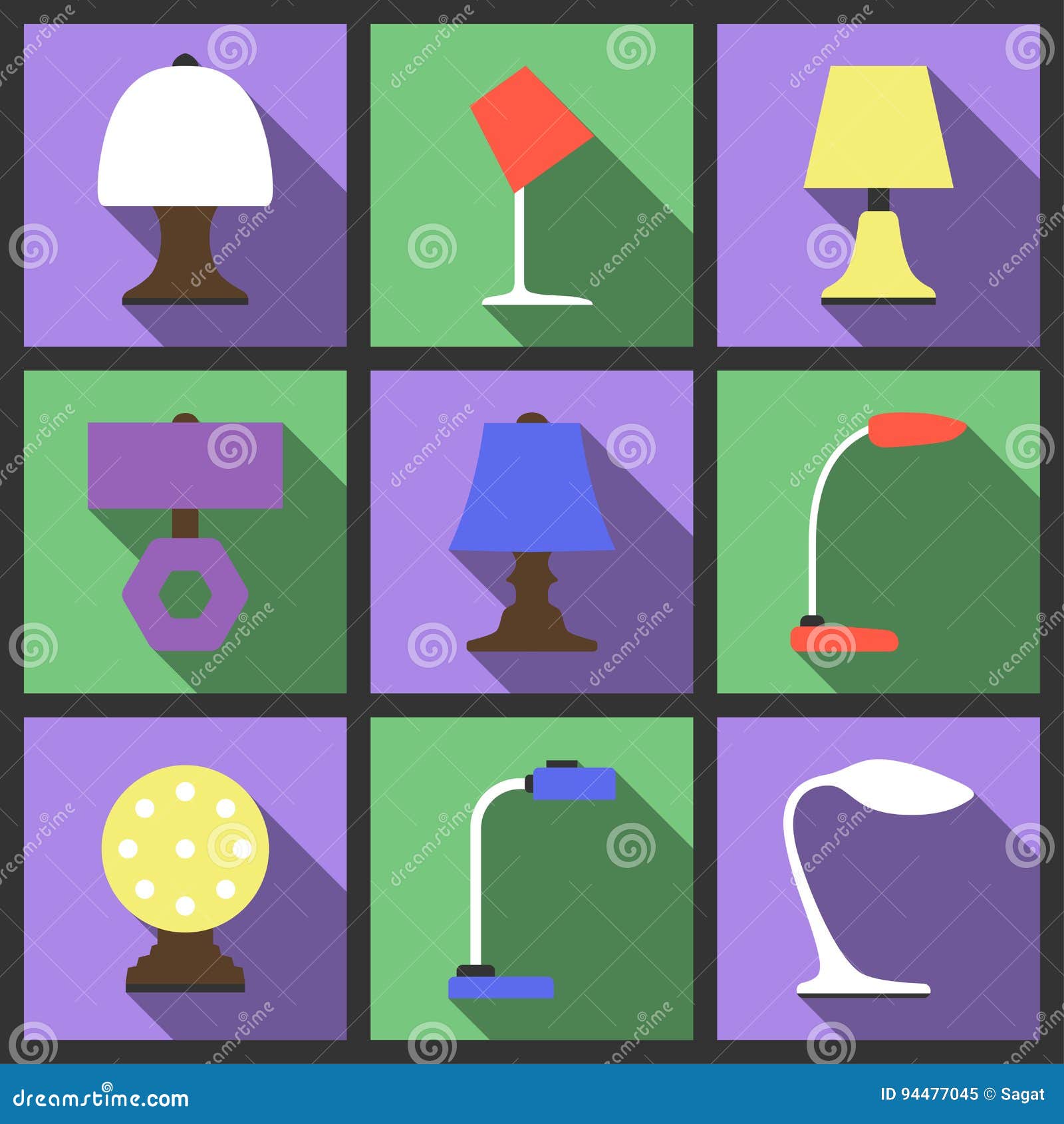Set of table lamp icon. stock vector. Illustration of antique - 94477045