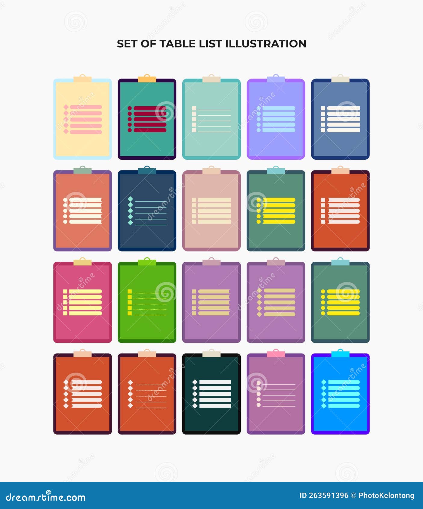 Set of Table List Illustration Stock Vector - Illustration of clip ...
