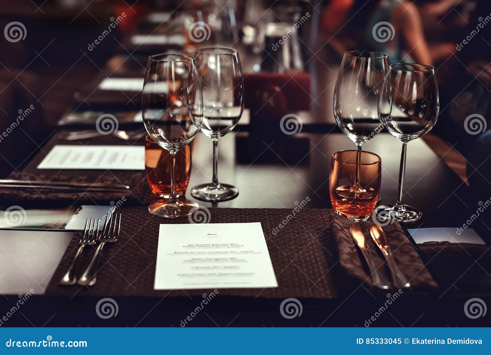 Set the Table for Tasting Wine and Dish Stock Image - Image of green ...