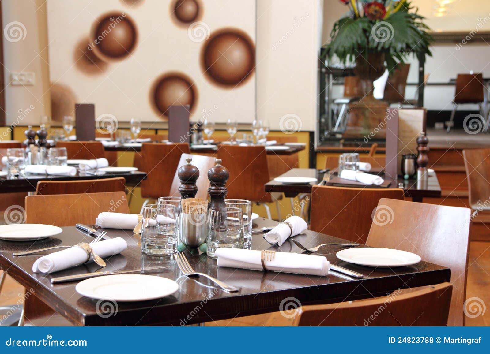 Set tables in restaurant editorial stock photo. Image of decorated ...