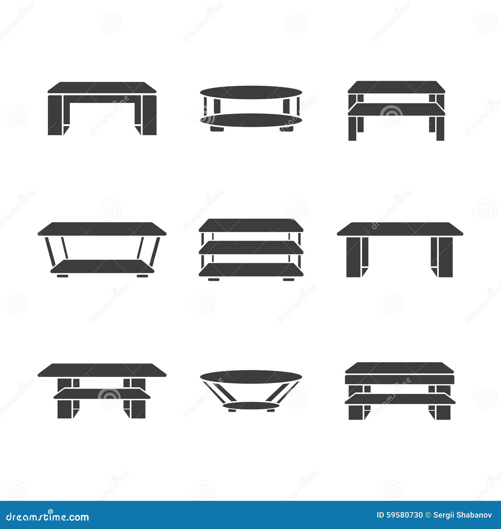 Set of tables stock vector. Illustration of home, coffee - 59580730
