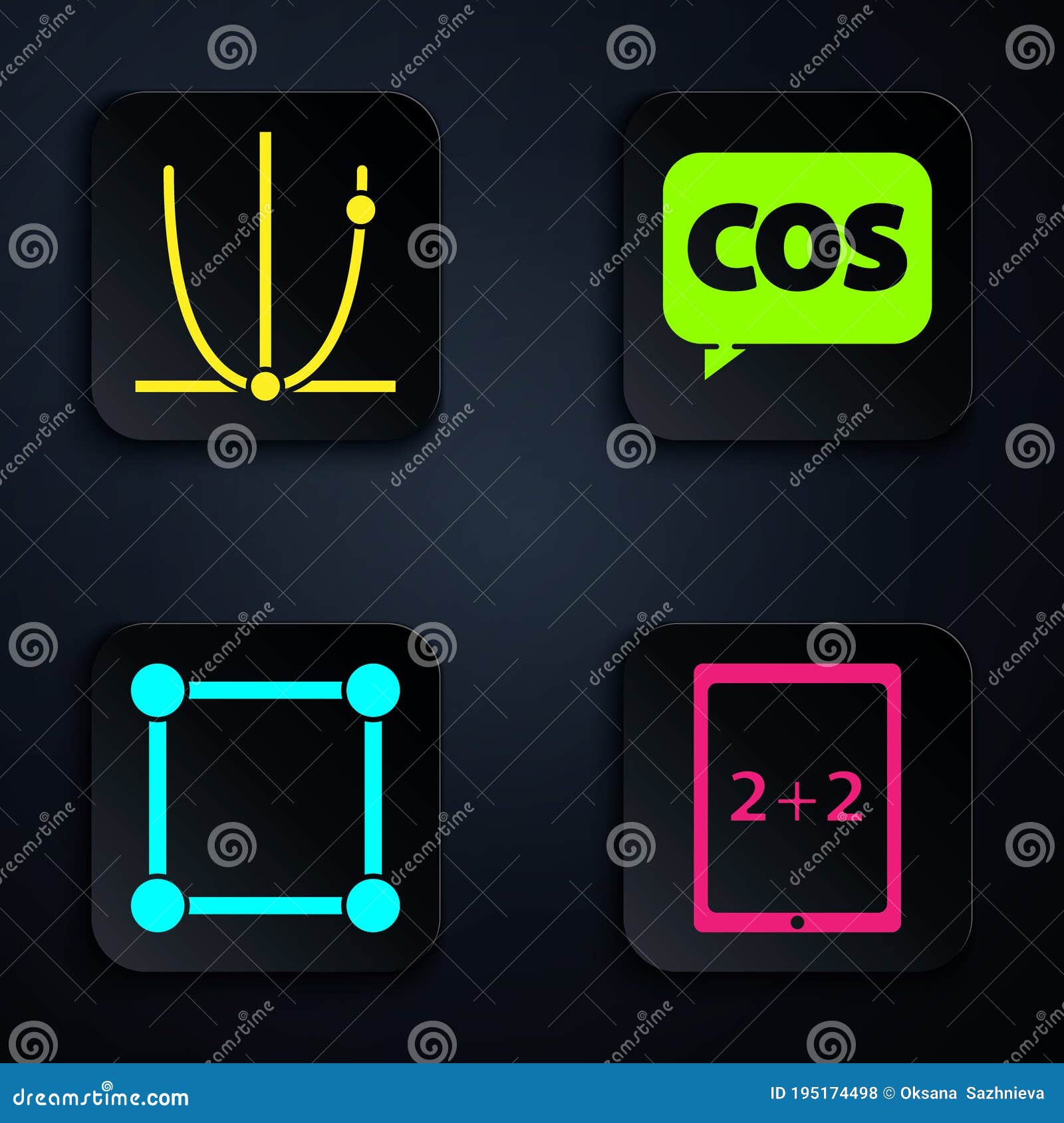 Set Tablet With Calculator, Graph, Schedule, Chart, Diagram, Geometric ... Set Tablet With Calculator, Graph, Schedule, Chart, Diagram, Geometric ...