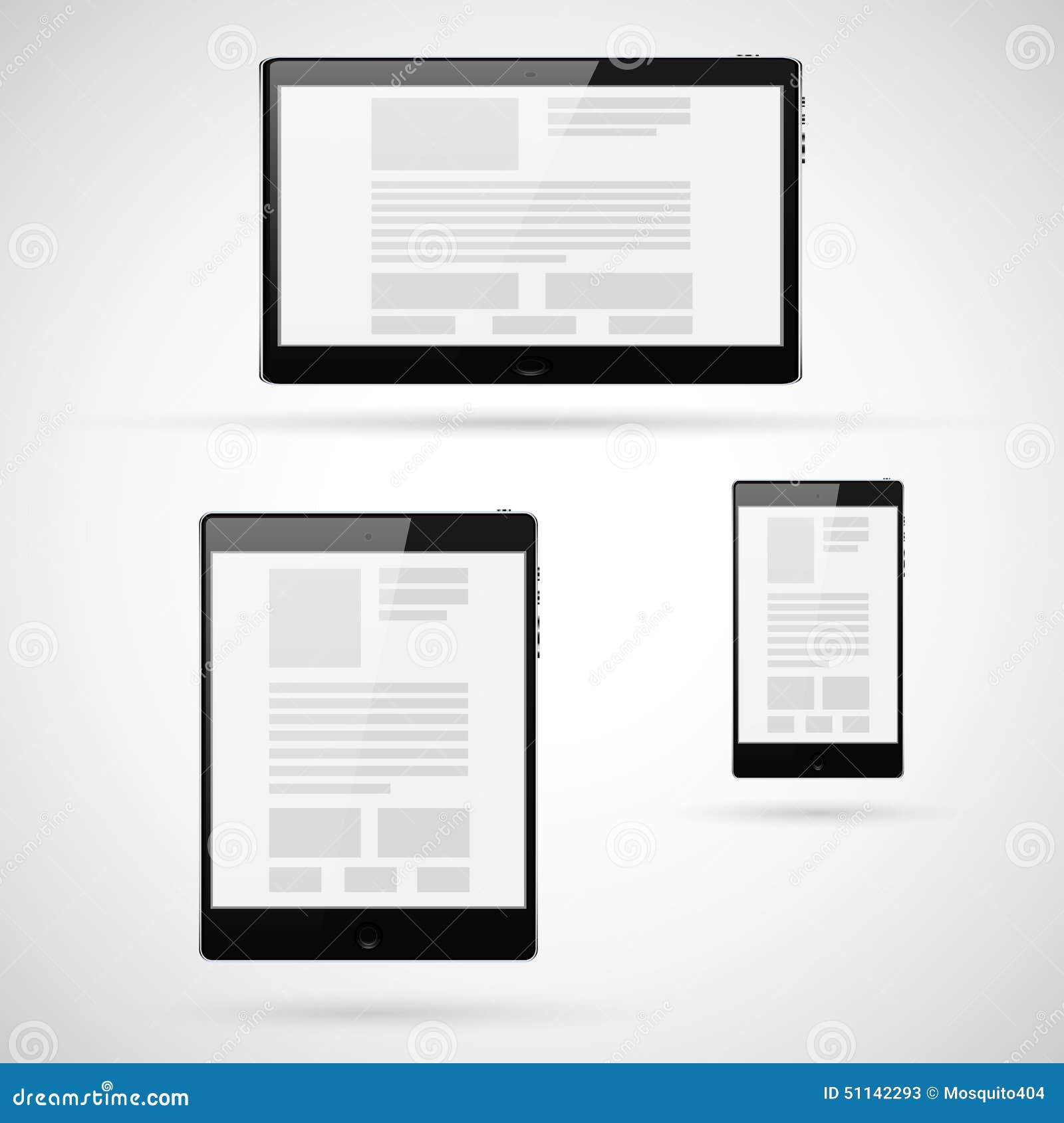 Set of Tablet Computers Template Stock Vector - Illustration of empty ...