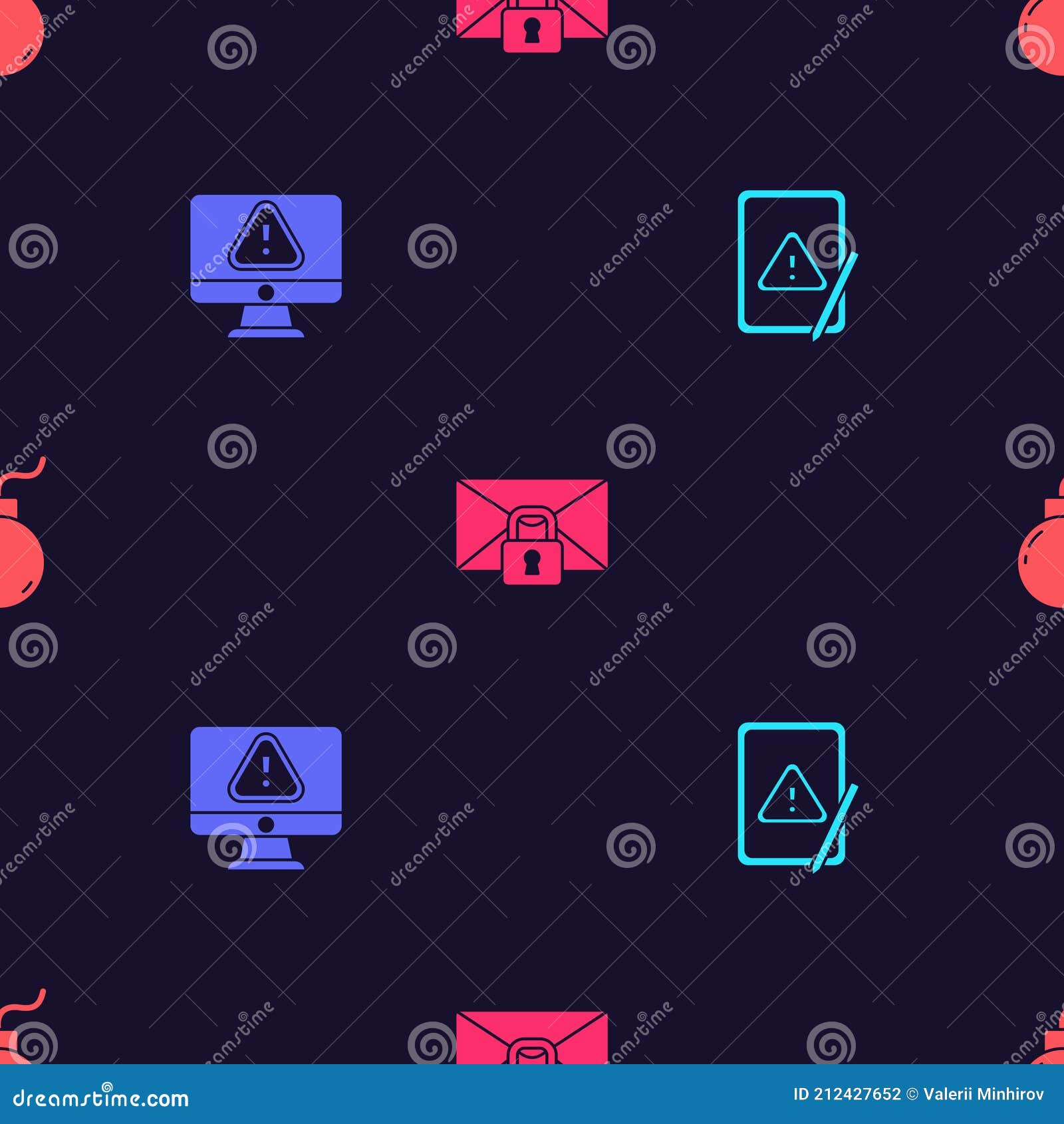 Set Tablet with Exclamation Mark, Monitor, Mail Message Lock Password ...