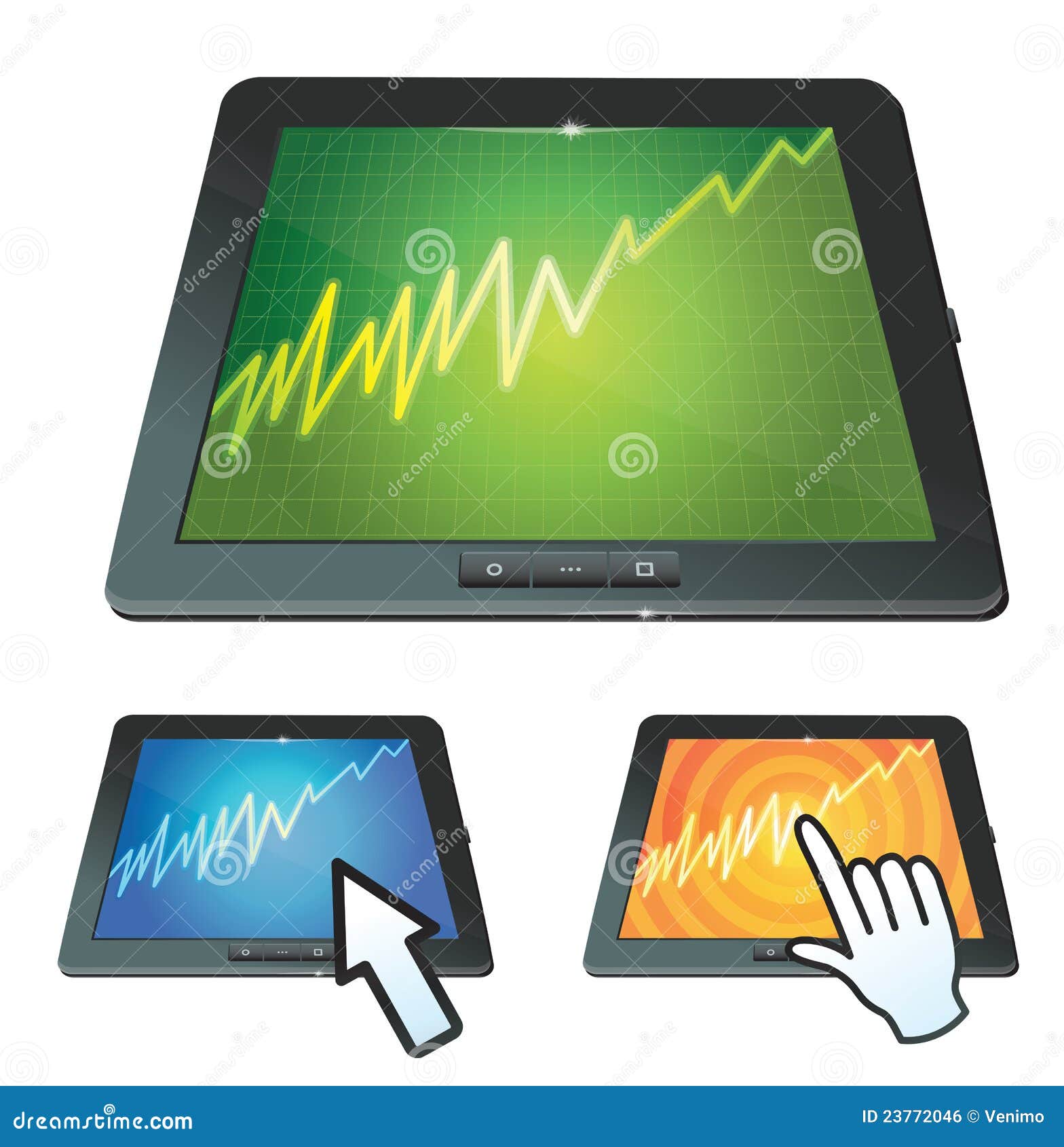 Set of Tablet Pc with Graph on Screen Stock Vector - Illustration of ...
