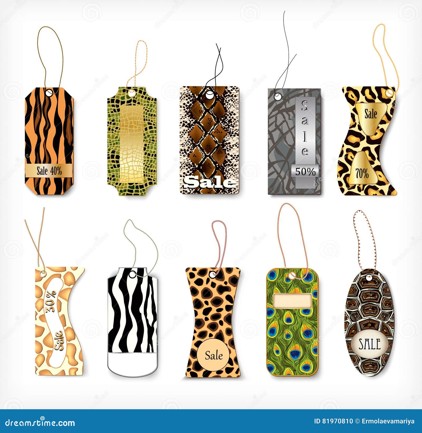 Set of Tags with a Different Structure Animals Stock Vector ...