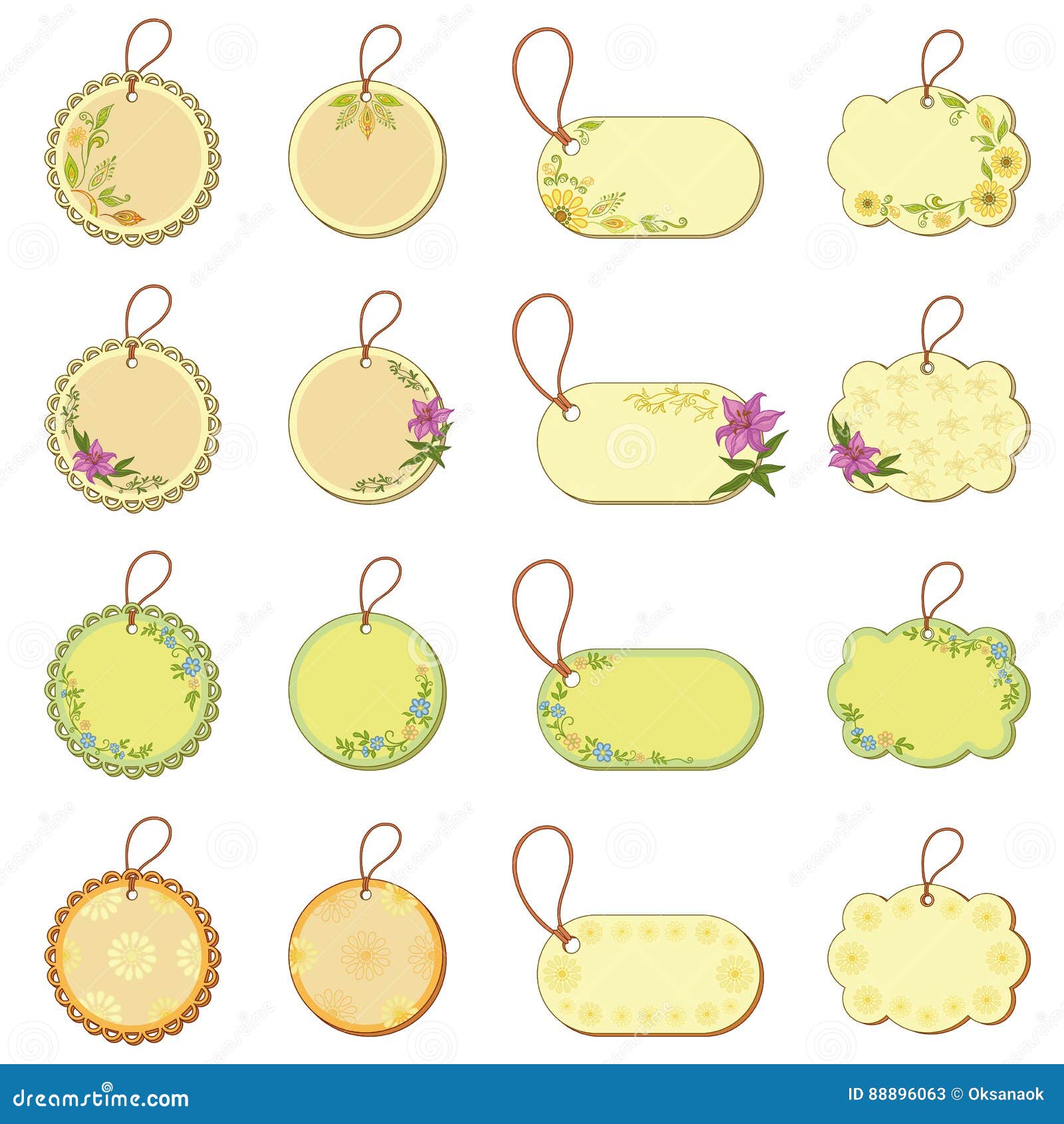 Set Tags with Floral Pattern Stock Vector - Illustration of floral ...