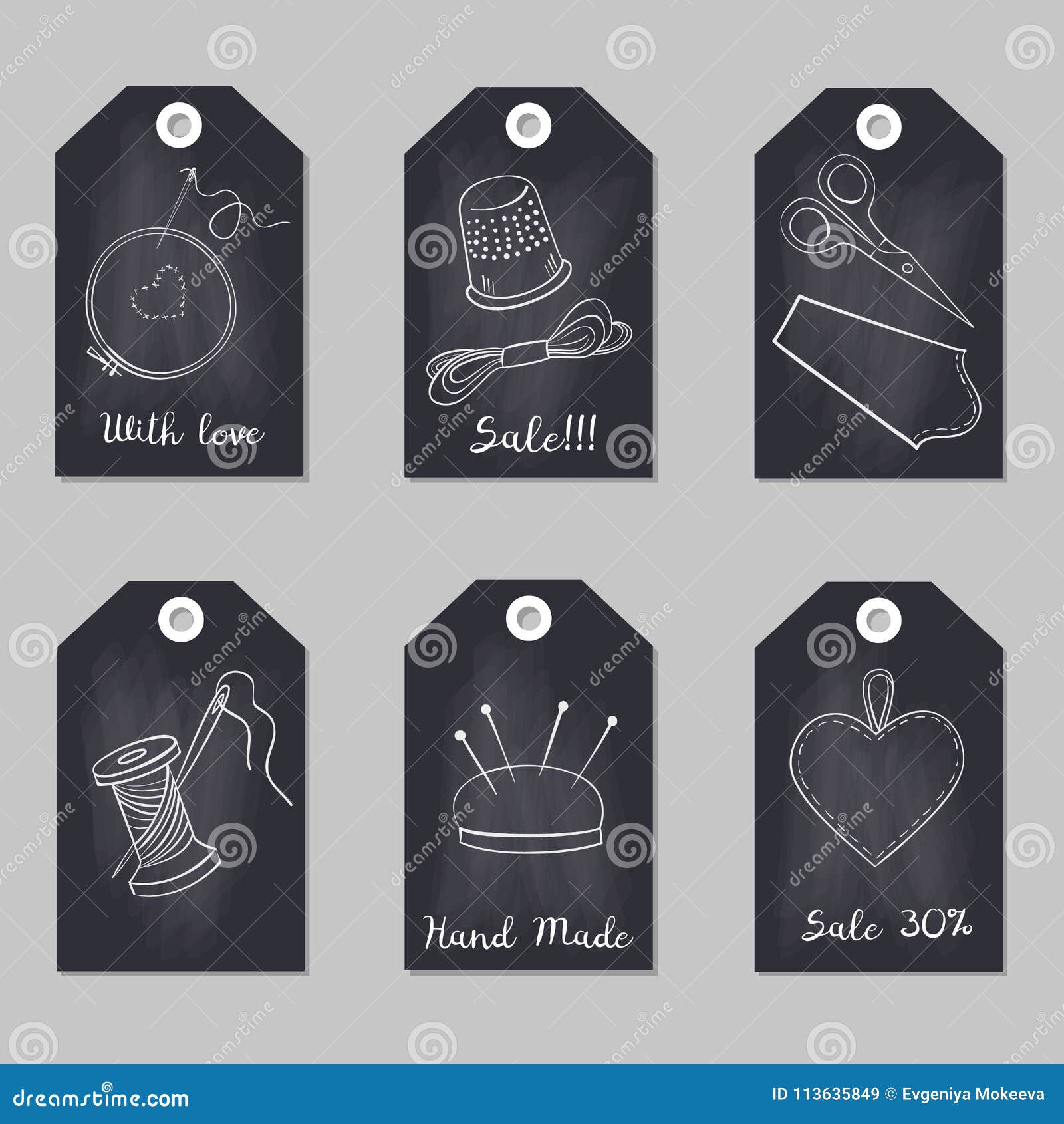 Set of Tags with Handmade Icons. Stock Vector - Illustration of sticker ...