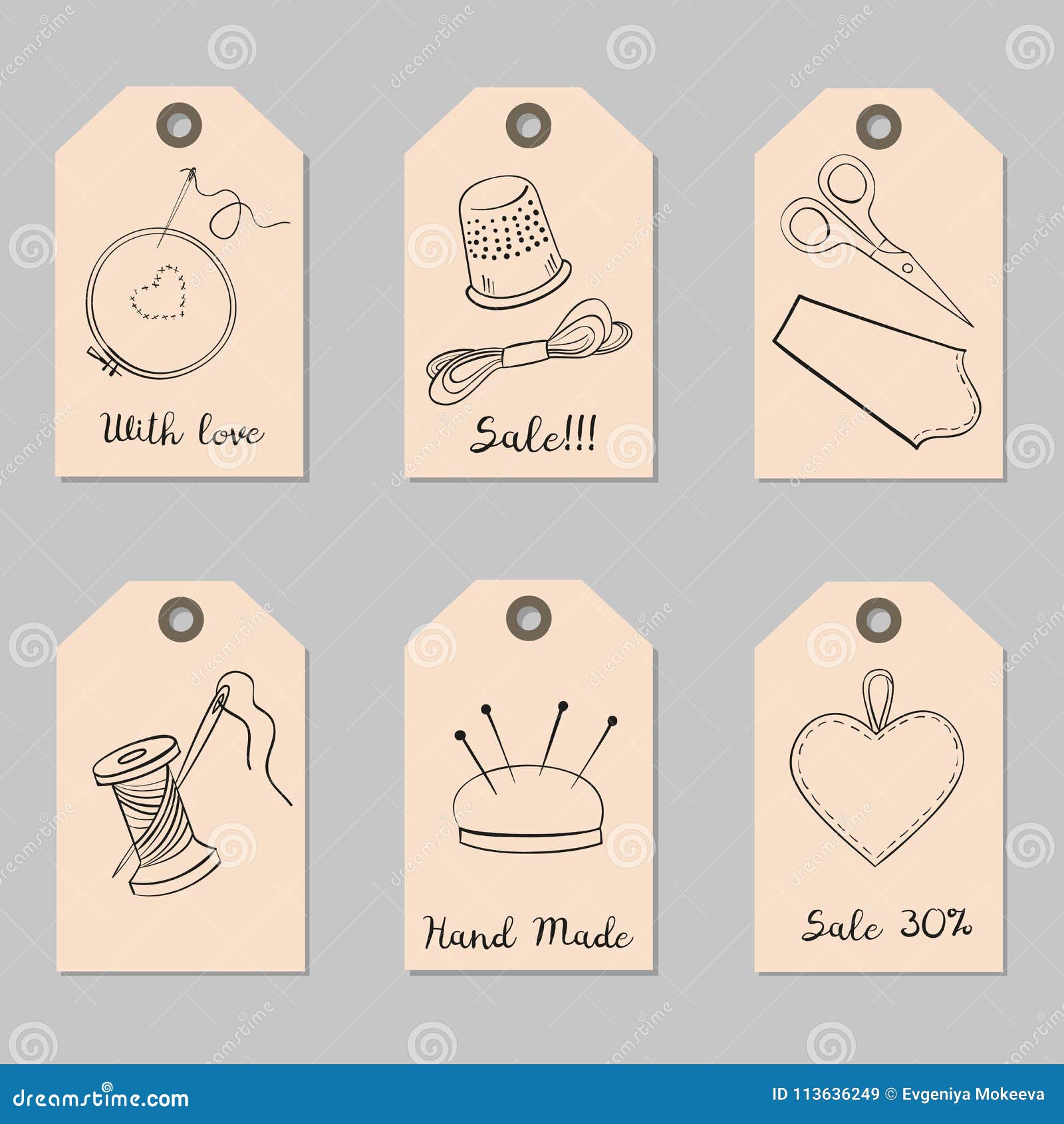 Set of Tags with Handmade Icons. Stock Vector - Illustration of hobbies ...