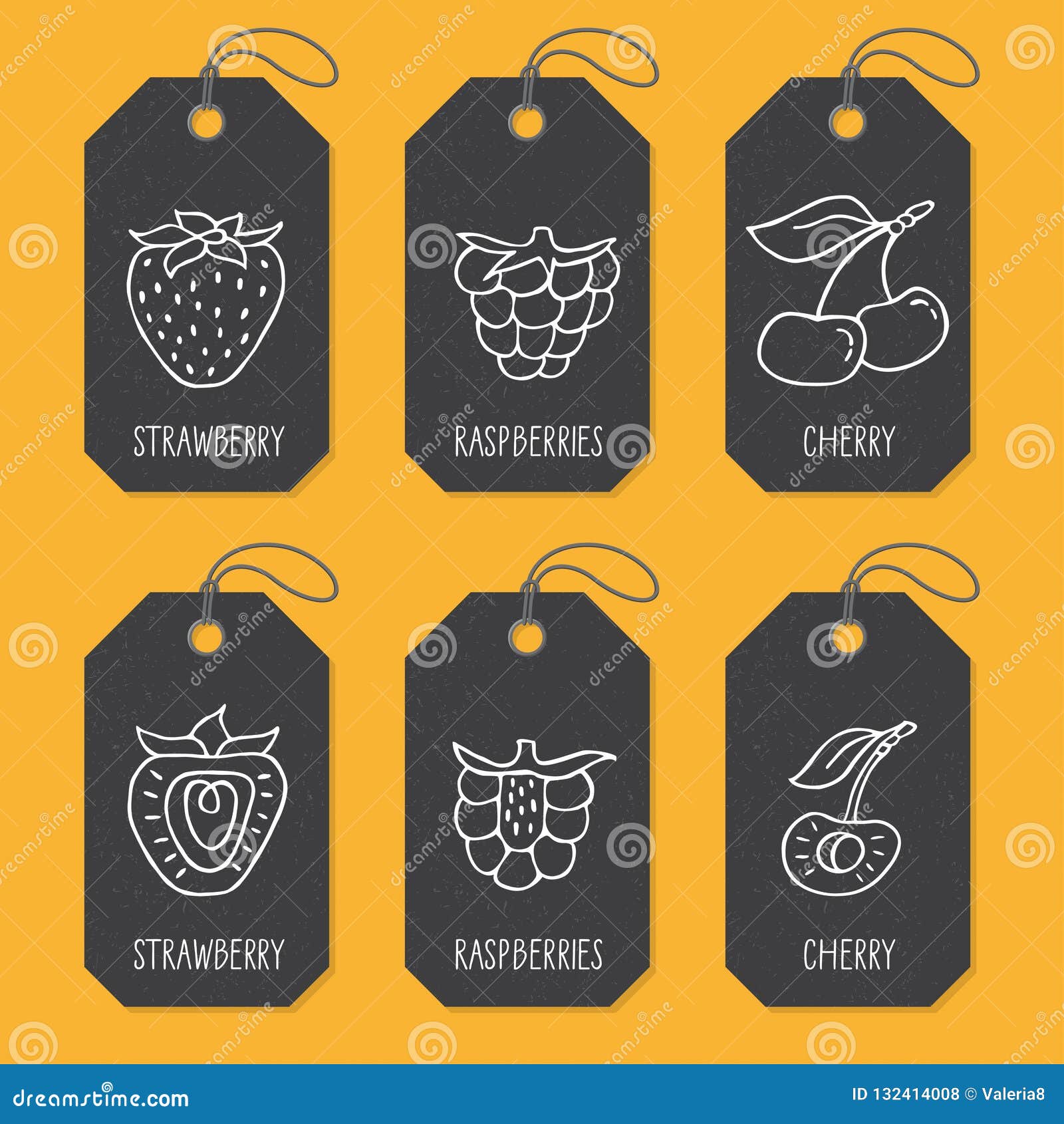 Set of Tags or Label Templates with Hand Drawn Fruit Stock Vector ...