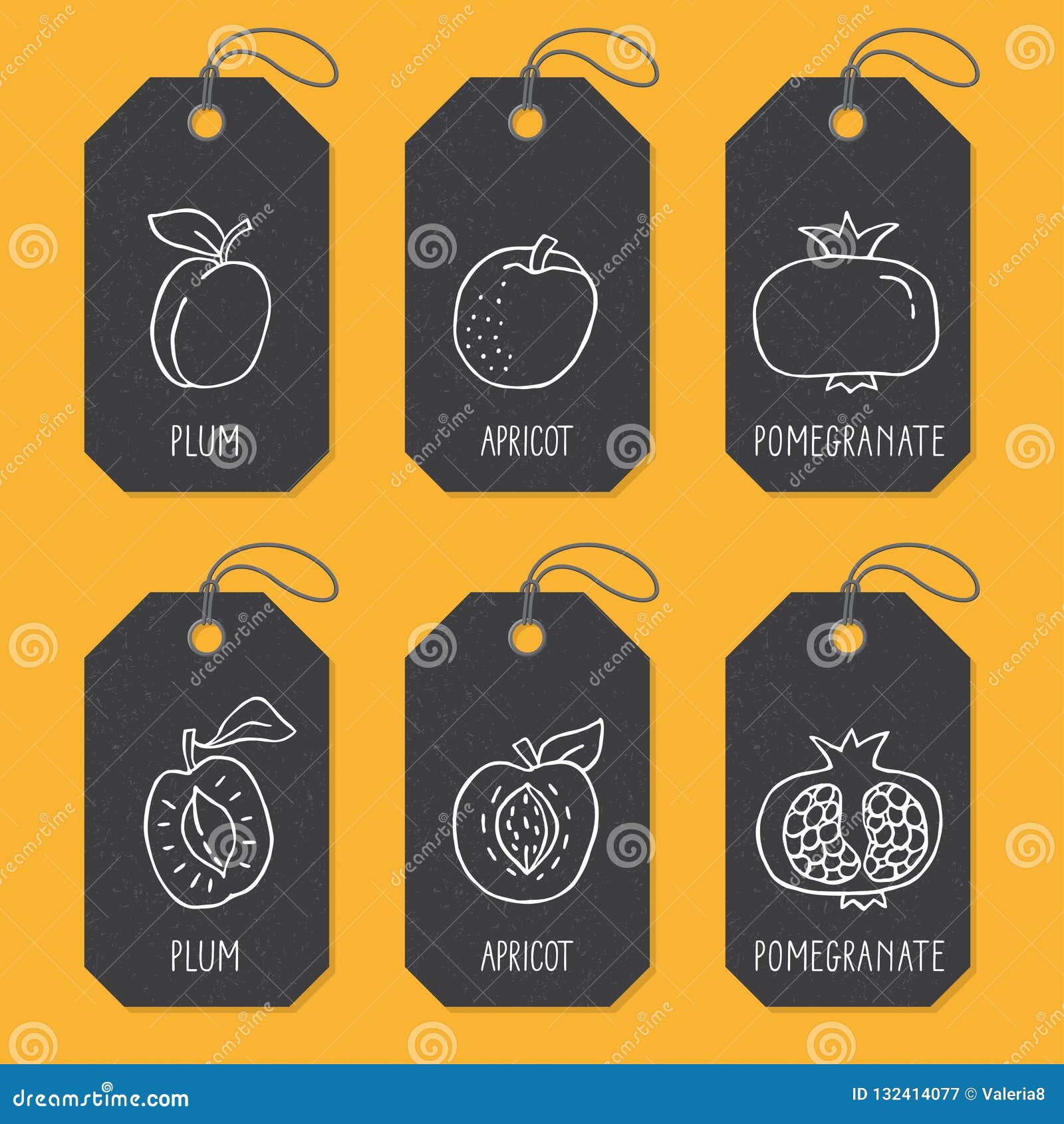 Set of Tags or Label Templates with Hand Drawn Fruit Stock Vector ...