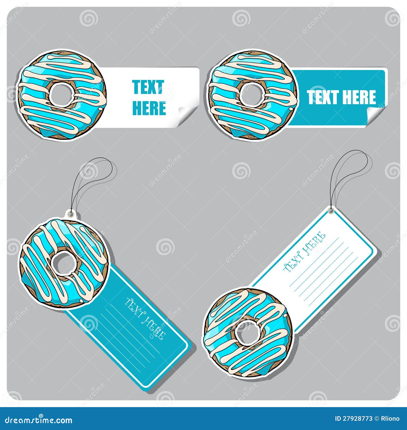 Set of Tags and Stickers with Donut. Stock Illustration - Illustration ...