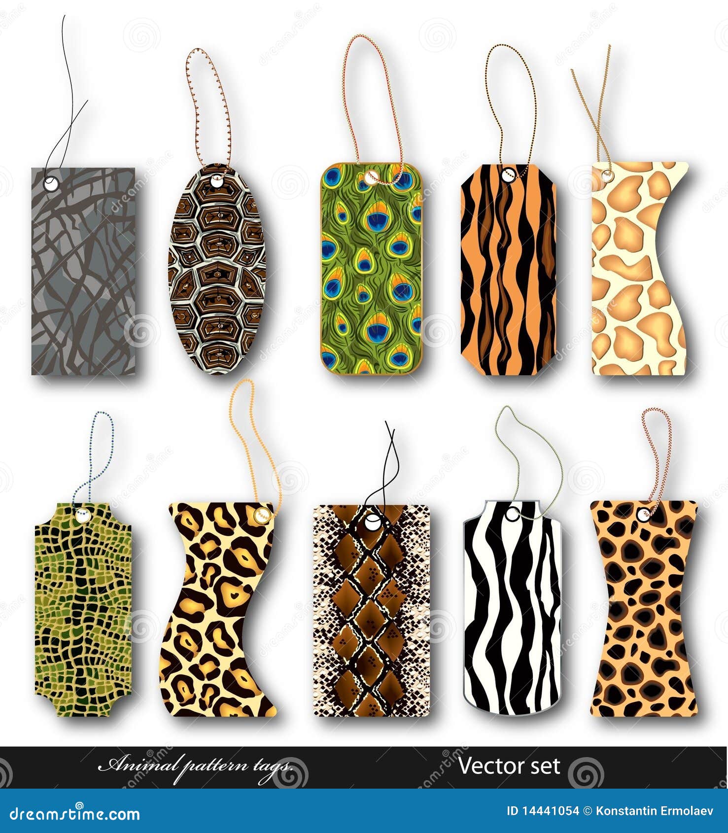 Set of Tags with a Structure of Animals. Vector Stock Illustration ...