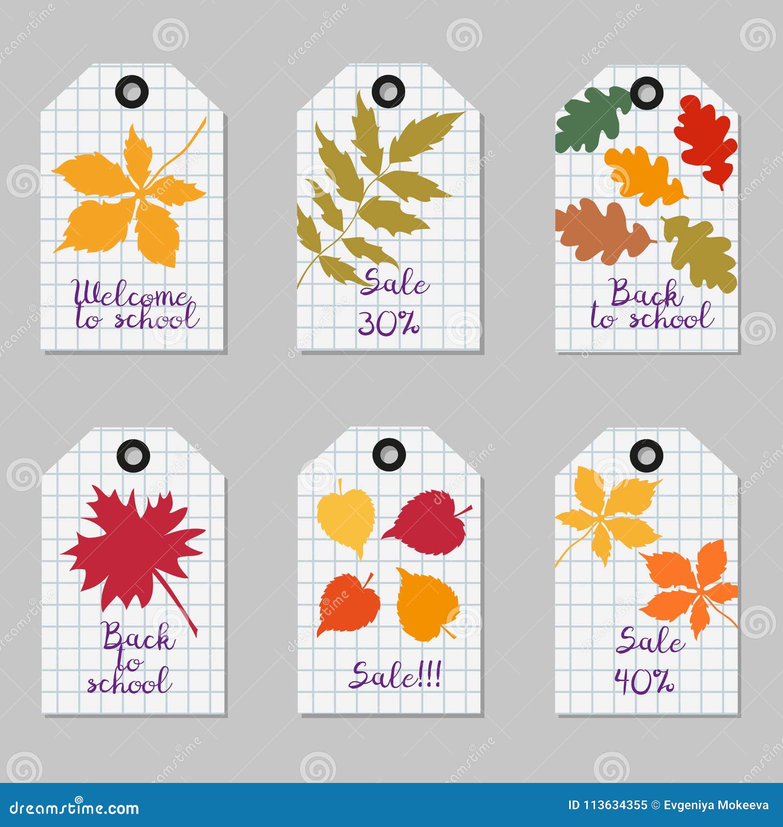 Set of Tags with Tree Leaves. School Background Stock Vector ...