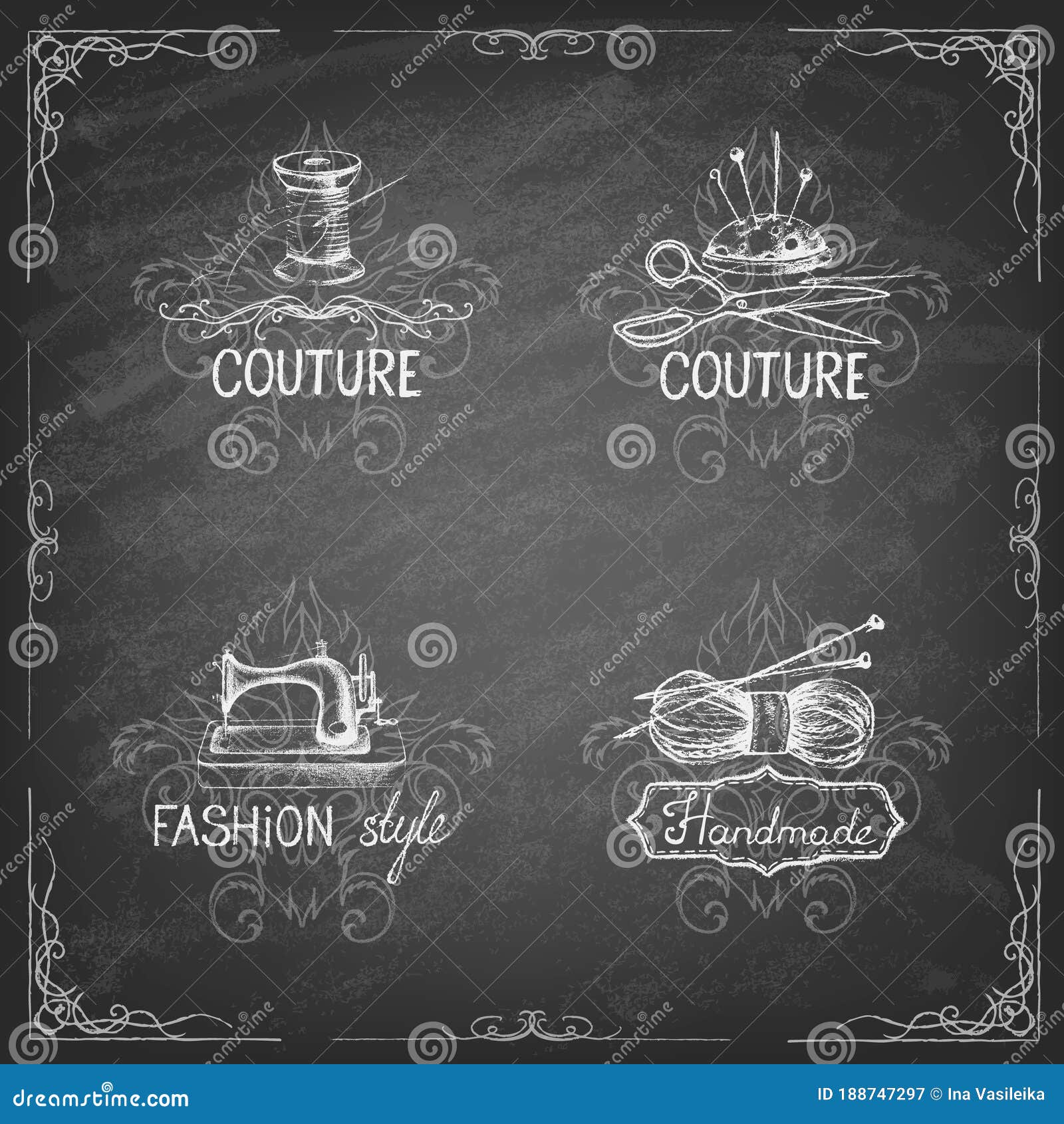 Set of Tailor Labels and Design Elements. Stock Vector - Illustration ...