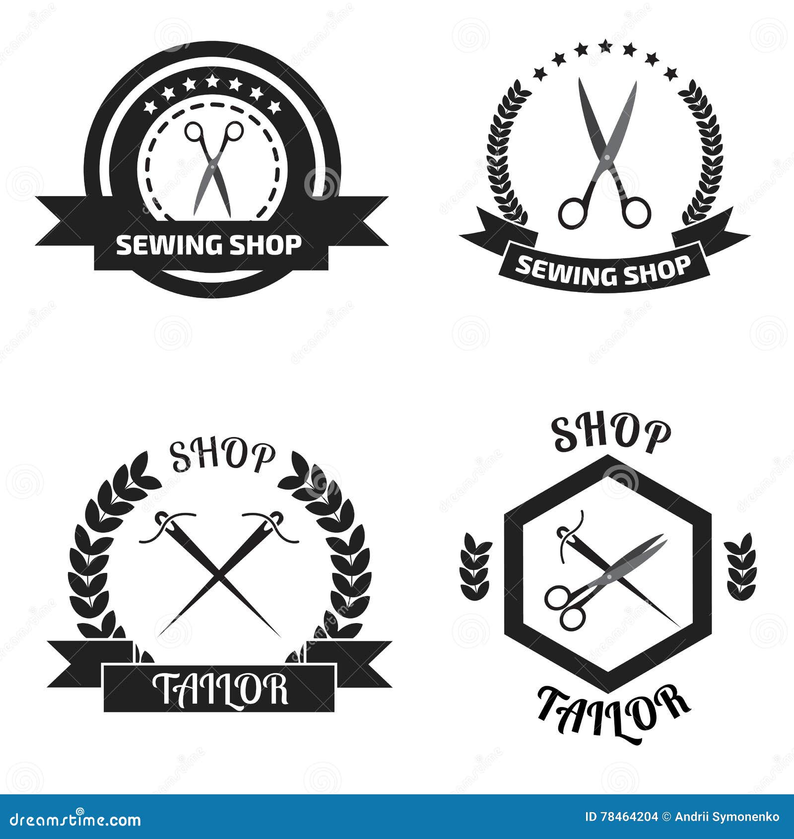 Set of Tailor Logo Labels, Emblems. Tailor Shop Theme Stock Vector ...