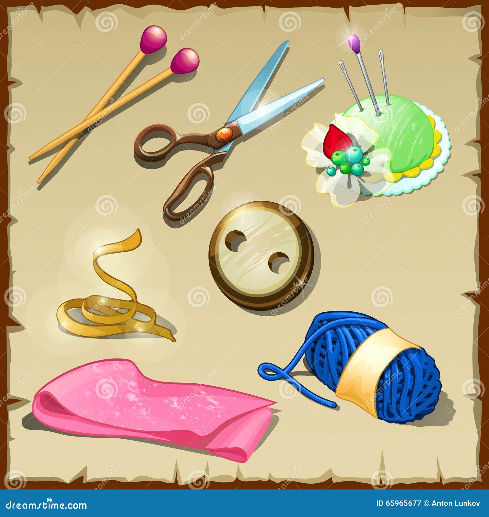 Set of Tailor, Seven Items for Sewing and Knitting Stock Vector ...