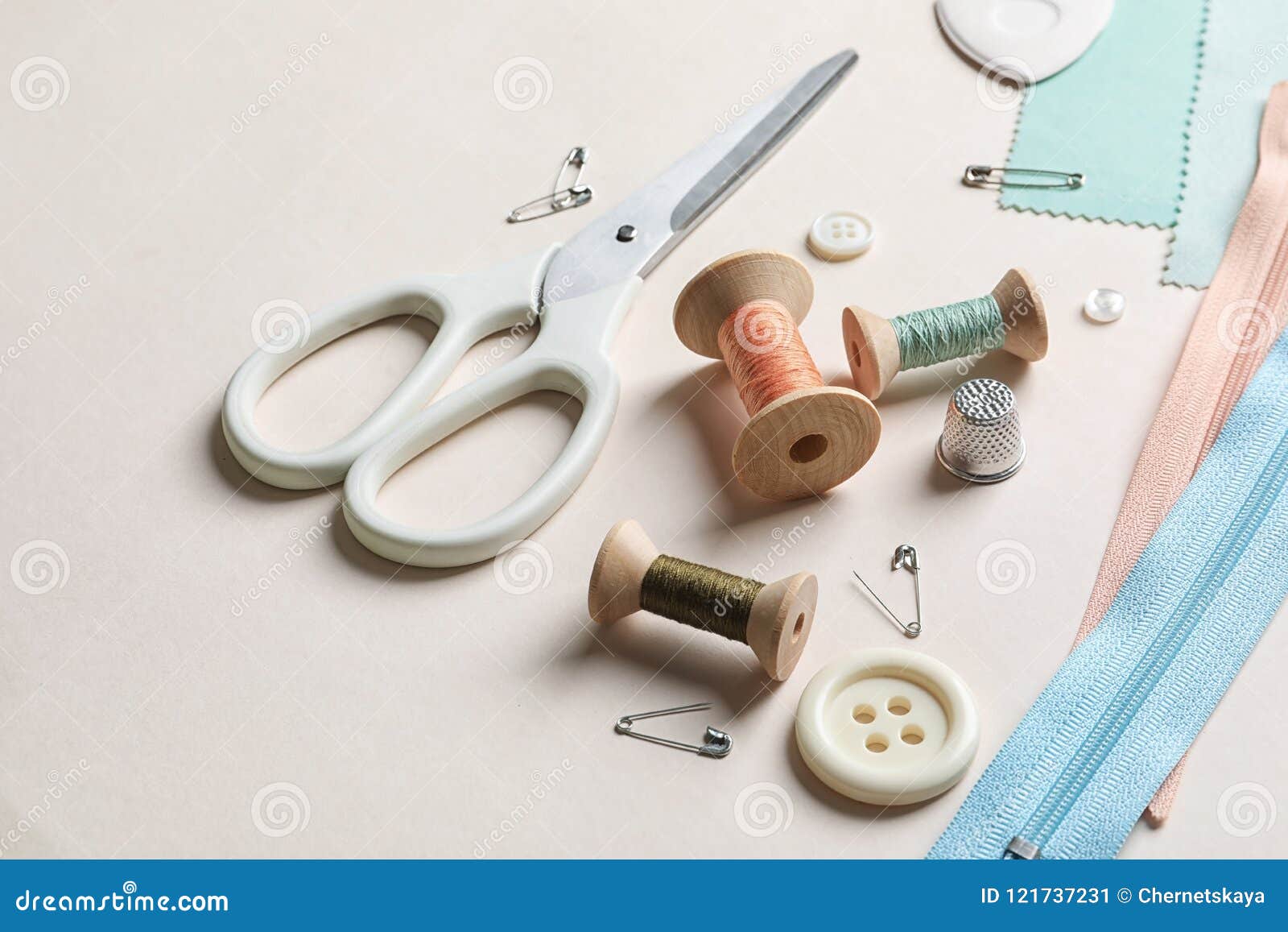 Set of Tailoring Accessories on Light Stock Image - Image of ...