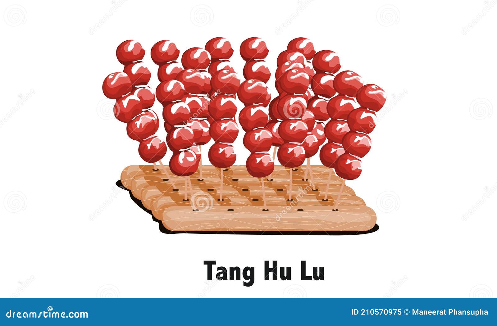 Set Of Tang Hu Lu Or Jujube Coated In Sugar Syrup Stock Illustration Illustration Of Food