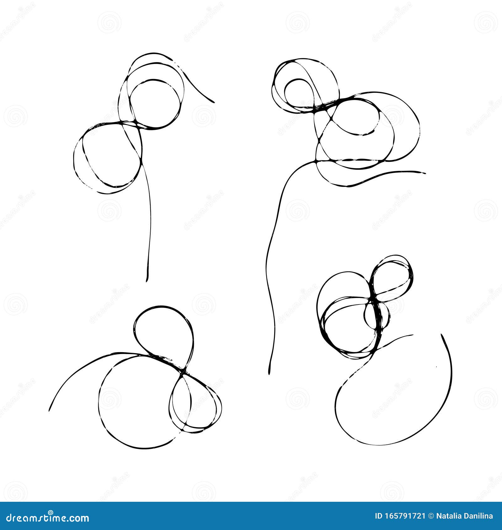 Set of Tangled Threads. Infinity Sign, Thread Eight. Black Line ...