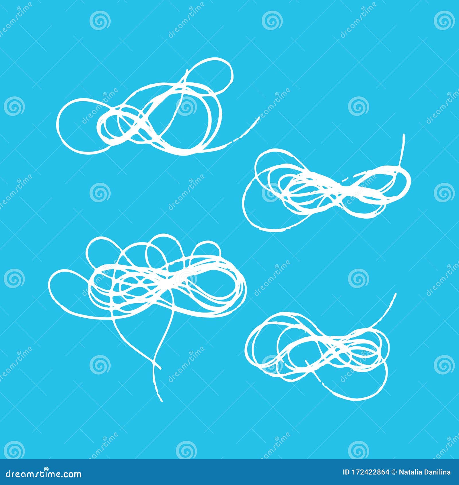 Set of Tangled Threads. Scribble Nest, Cloud. Outline Abstract Sketch ...