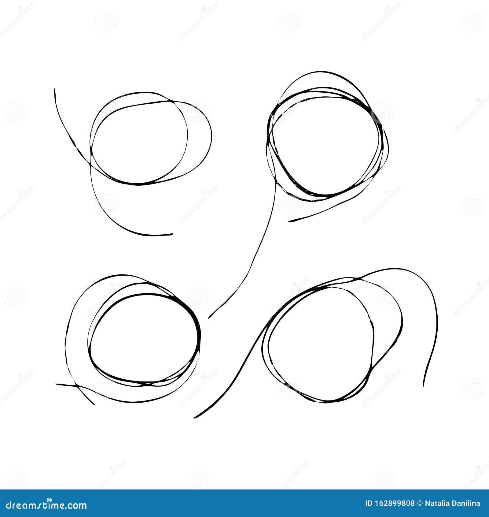 Set of Tangled Threads. Thread Circle Frames. Black Line Abstract ...