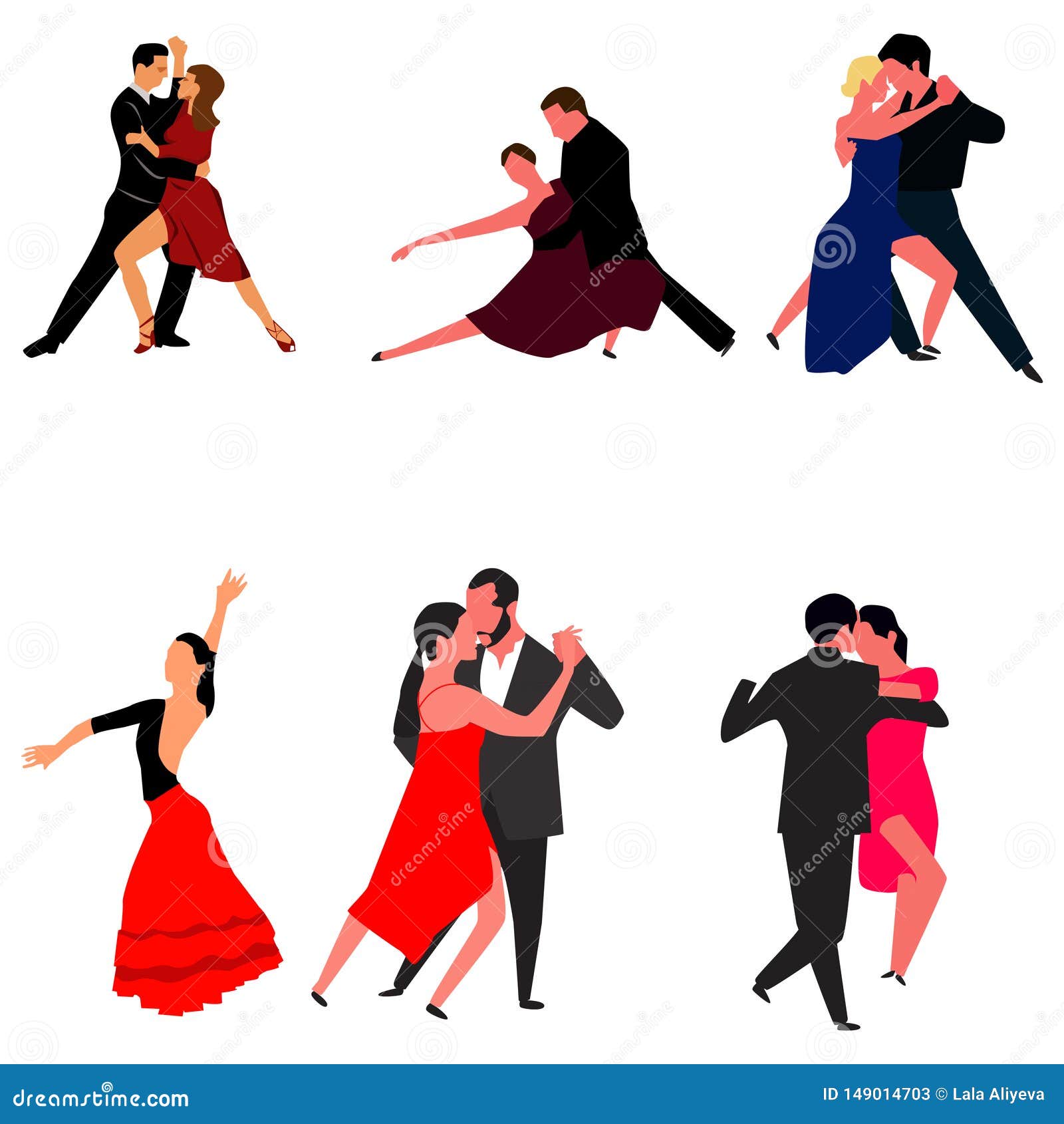 Set of Tango Dancers Isolated on White. Vector. Stock Vector ...