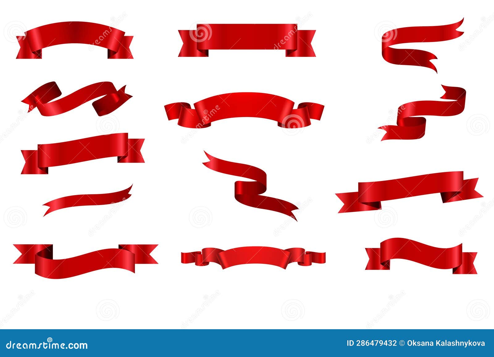 Red Ribbon Banner. Scarlet Silk Decorative Empty Shiny Tape Banners ...