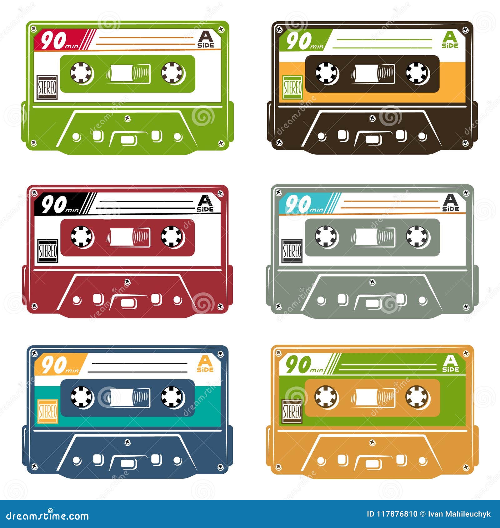 Set of tape cassette stock vector. Illustration of obsolete - 117876810