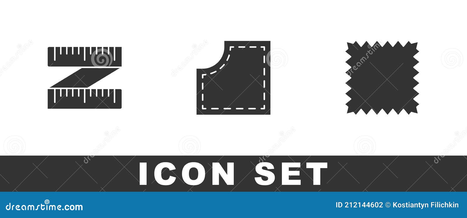 Set Tape Measure, Sewing Pattern and Leather Icon. Vector Stock Vector ...