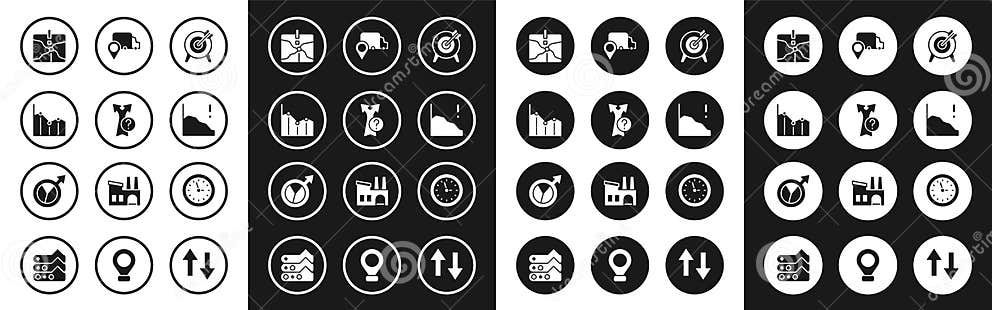 Set Target, Arrow, Pie Chart Infographic, Intersection Point, Financial Growth Decrease ...