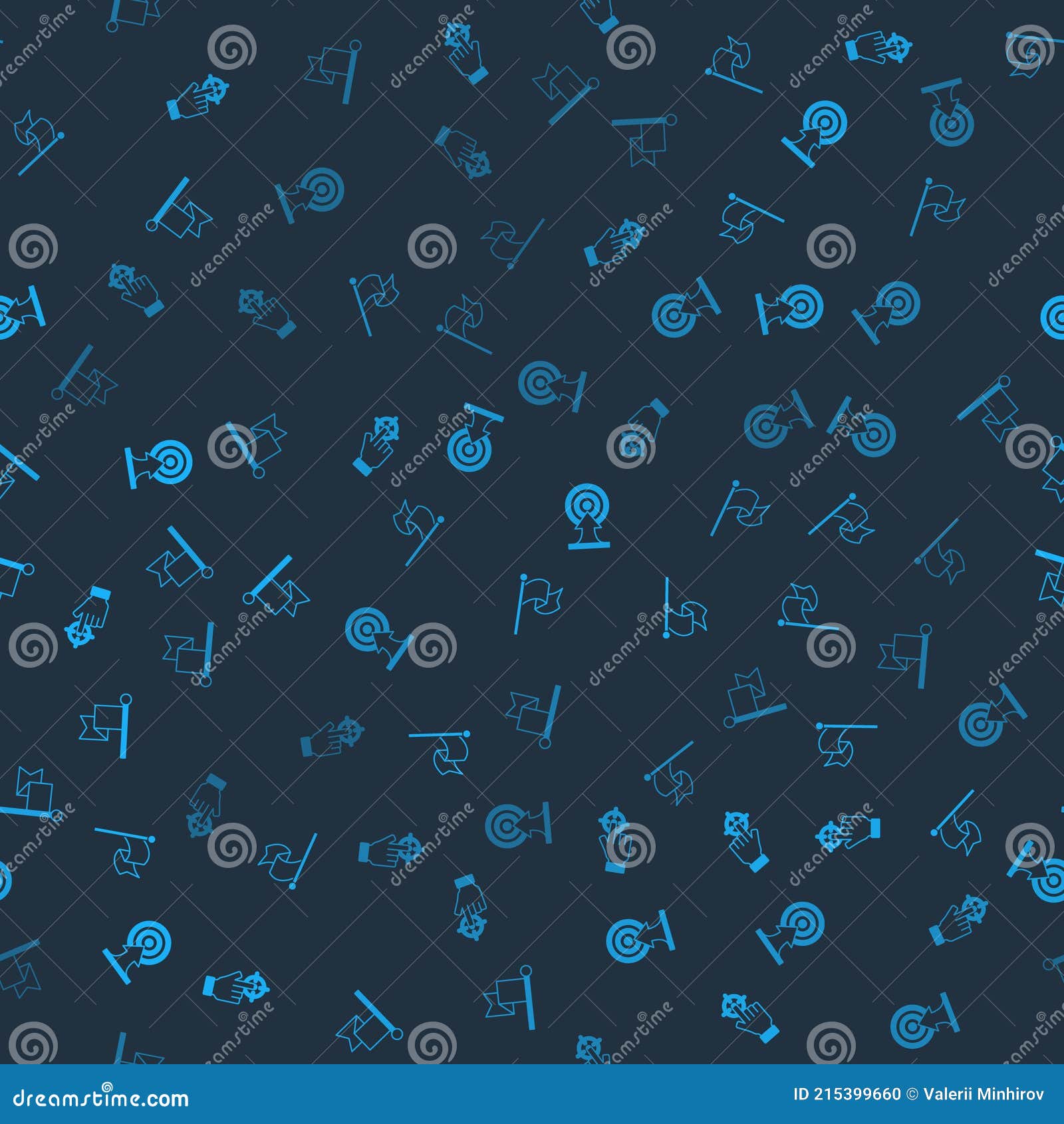 Set Target, Flag, with Arrow and on Seamless Pattern. Vector Stock ...