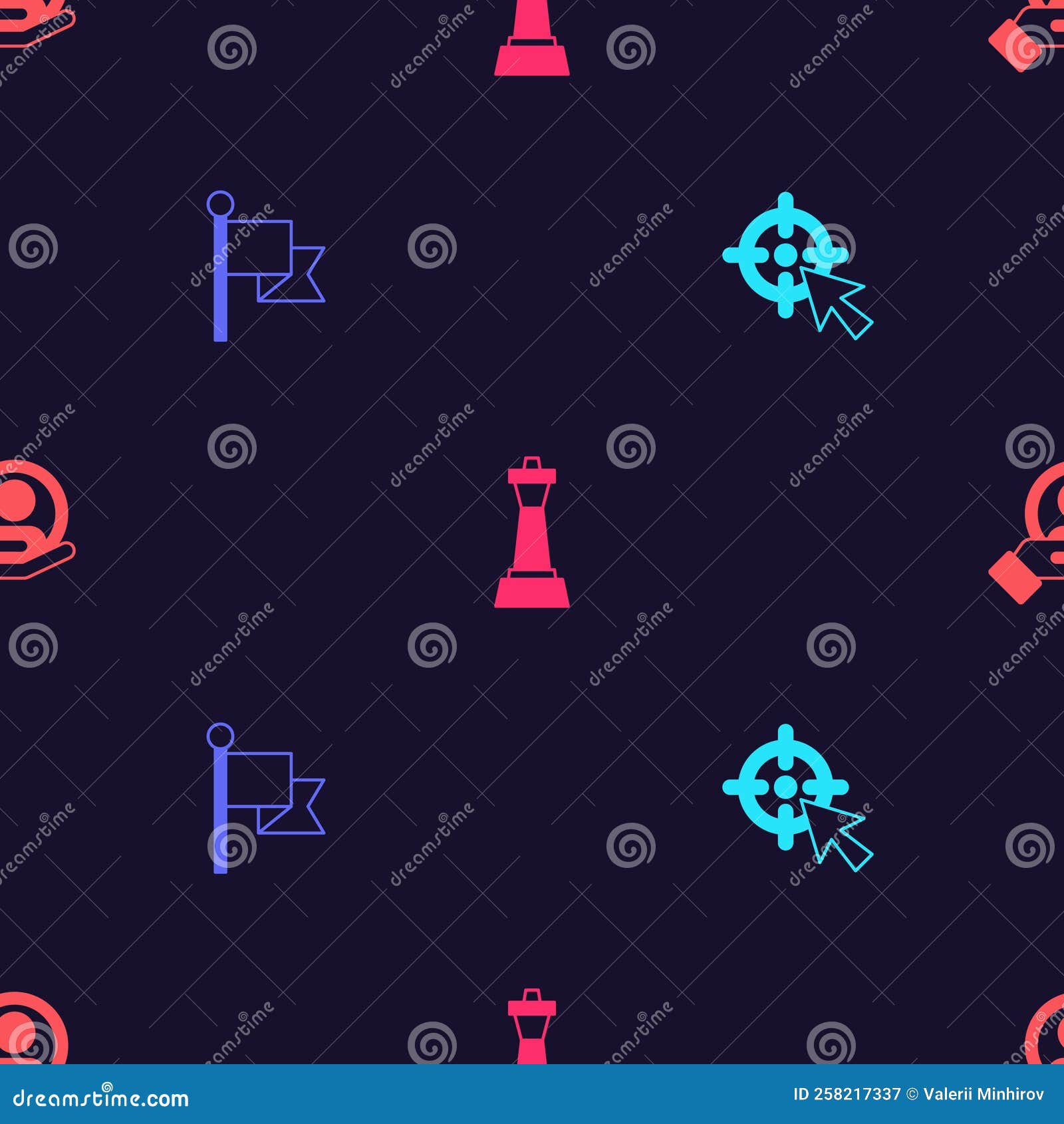 Set Target, Flag, Chess and Hand for Search People on Seamless Pattern ...