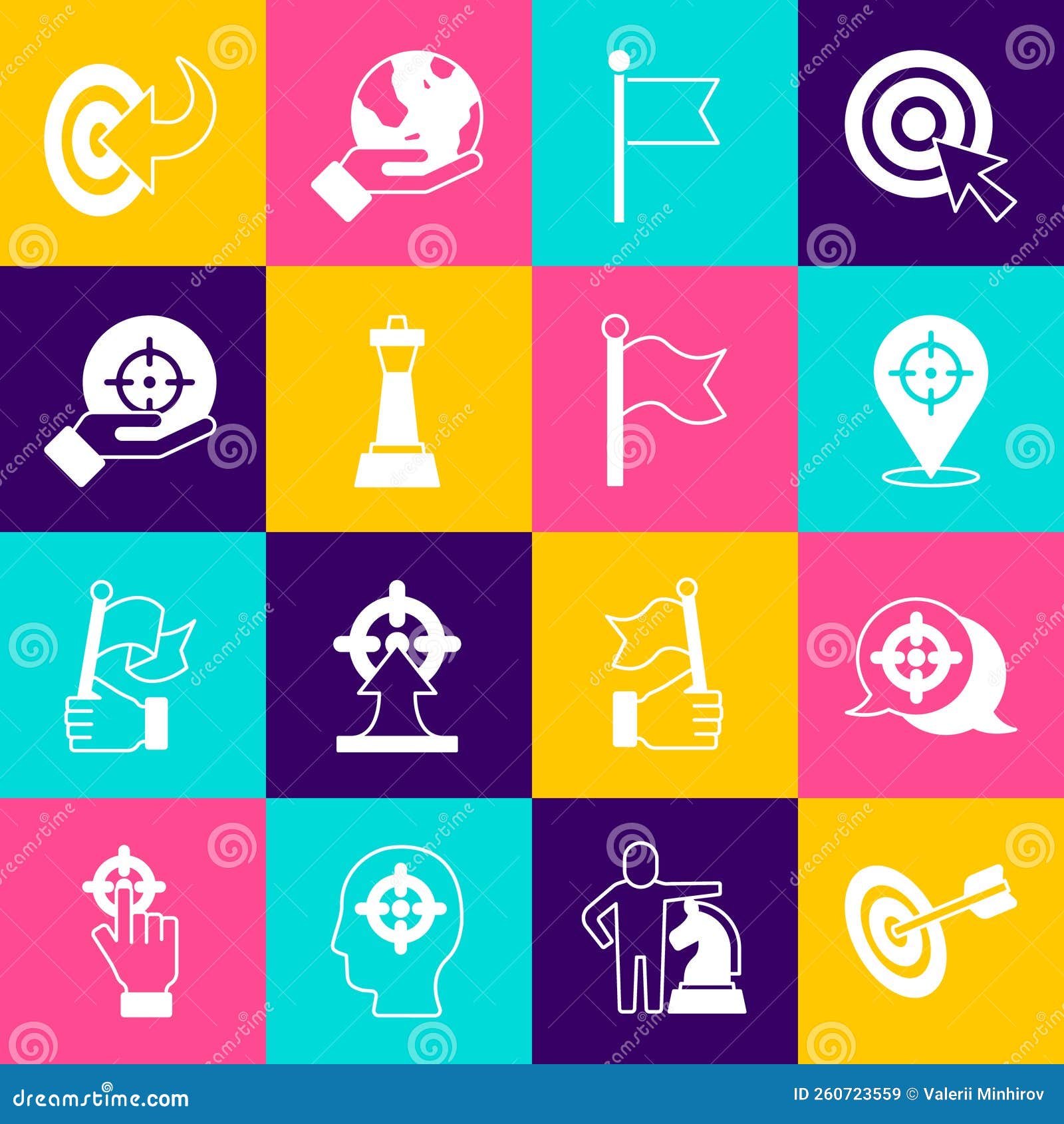 Set Target, Flag, Chess, and Icon. Vector Stock Vector - Illustration ...