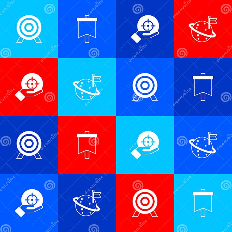 Set Target, Flag, and Moon with Flag Icon. Vector Stock Vector ...