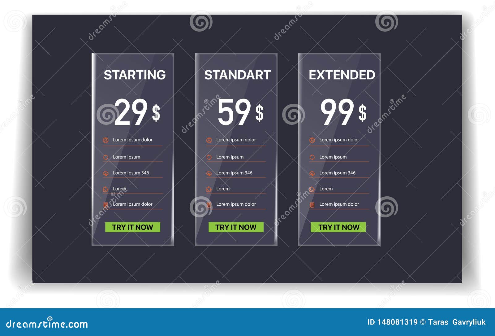 Set Tariffs for Site and Web App Stock Vector - Illustration of design ...